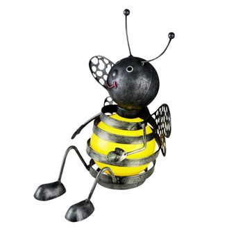 Globo Lighting Solar Biene au&szlig;en Biene Deko Gartenfiguren f&uuml;r Au&szlig;en Metall, Akku schwarz gelb, 1x LED 0,06 Watt, H 25 cm, Garten