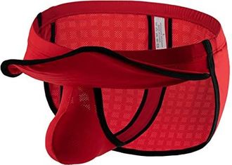 Generic Slip stretch pour homme - Avec poche en coton respirant - String - Sous-vêtements - Sexy - Sous-vêtements dété rétro - Slip de sport doux, rouge, XL