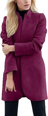 Generic 2026 Vestes pour femmes costume solide long manteau poilu cardigan manches courtes ouvert femmes veste, bordeaux, 5XL