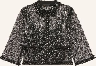 Maje Set: Hemdbluse Aus Mesh Mit Schmuckperlen Und Top schwarz