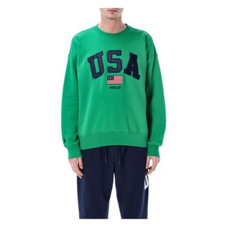 Polo Ralph Lauren Homme, Sweatshirts et sweats &agrave; capuche, Vert, Taille: L Vintage Fit Flag Fleece SweaT-shirt