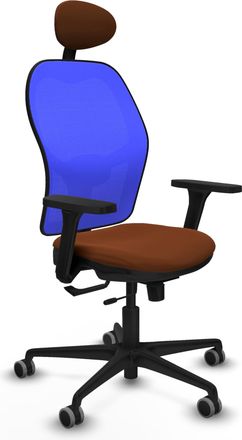 Piqueras y Crespo Ergonomischer Telearbeitsstuhl mit 3D-Armen, h&ouml;henverstellbarer Lendenwirbelst&uuml;tze und festem Kopfteil, ausgestattet mit Syncro/Traslack und eingespri