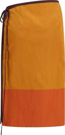 Saint Laurent Tie-Detail Colour-Block Skirt - Orange