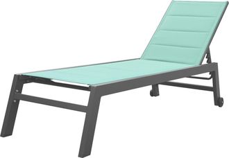 Happy Garden Sonnenliege Barbados aus wassergr&uuml;nem Textilene und anthrazitfarbenem Aluminium. Outdoor-Liege mit Mehreren Positionen