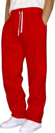 Generic Jogging Homme Regular Large Pantalons Oversize Classique Surv&ecirc;tement Moderne Sportif Pyjama Urbain Casual Survetements &Eacute;l&eacute;gant Jean Trendy Branch&eacute;(Rou