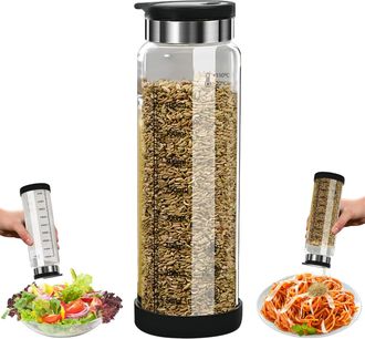 Generic Salz- und Pfefferstreuer aus Glas mit Edelstahldeckel, 360&deg; Drehung und 4 Ausgie&szlig;modi, Gew&uuml;rz-Salzstreuer f&uuml;r die K&uuml;che