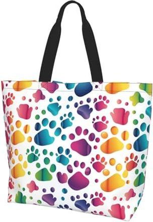 Generic Empreintes De Pattes Rainbow Sac Courses L&eacute;ger Sacs Grand Sac A Main Femme Pour Travail Plage Gym