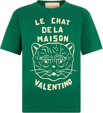 Valentino Garavani Homme, Tops, Vert, Taille: XL T-shirt en coton avec imprim&eacute; graphique