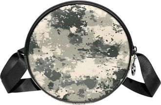 Generic Sac &agrave; bandouli&egrave;re Circle pour femme, petit sac &agrave; bandouli&egrave;re camouflage avec fermeture &eacute;clair, bretelles r&eacute;glables, sac &agrave; main rond d&eacute;contract&eacute; pour f