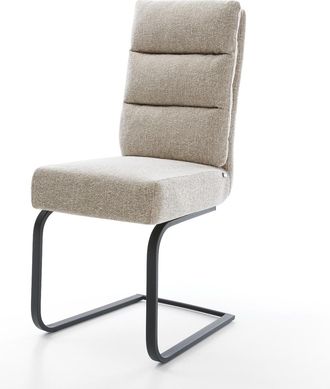 DELIFE Freischwinger Pela-Flex Webstoff Soft Beige Freischwinger flach Schwarz Taschenfederkern, Esszimmerst&uuml;hle