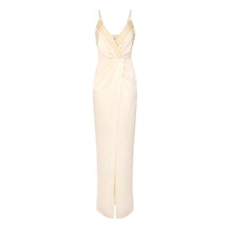 Elisabetta Franchi Schlank geschnittenes Abendkleid aus Satin - - Dresses - Damen - Gelb - S