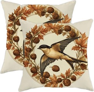 Generic Herbstschwalbenvogel Sofakissenbezug Weich Kissenh&uuml;llen Quadratische Dekokissenbezug F&uuml;r Hotel Balkon B&uuml;ro 45X45Cm 2Er Set
