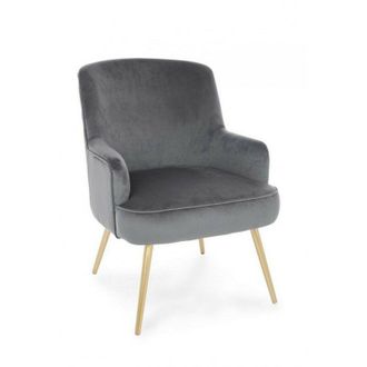 BIZZOTTO Bizzotto - Fauteuil Clelia gris effet velours dor&eacute;