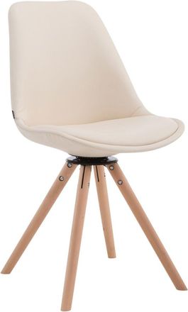 Clp Besucherstuhl Calais Mit Kunstlederbezug Und Holzgestell | Drehbarer Lehnstuhl mit runden Holzbeinen | Buchen- oder Eichenholzgestell, Farbe:Creme, Ge