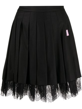 Natasha Zinko Faltenrock aus floraler Spitze - Schwarz