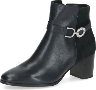 Caprice Damen Stiefeletten aus Leder mit Blockabsatz, Blau (Ocean Comb), 40.5 EU