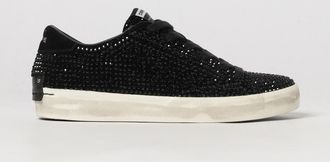 Crime London Low-Top-Sneaker aus Leder und Stoff mit Strass-Applikation