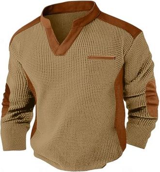 Generic Chemise r&eacute;tro vintage pour homme, coupe classique, v&ecirc;tement de travail d&eacute;contract&eacute;, polo &agrave; boutons, l&eacute;ger et respirant, tuniques de vacances, kaki, 3X