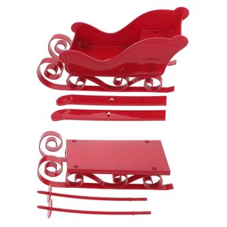 BESPORTBLE Kleine Weihnachtsschlitten Dekoration Satz aus Kunststoff mit Skibrett Rote Miniatur Schlitten Ornamente f&uuml;r Weihnachtsfeier und Schreibtischdeko