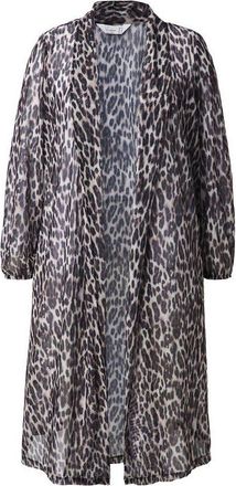 Miamoda Sommerjacke Mesh-Longjacke transparent Leomuster offene Form