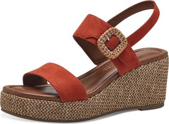 Marco Tozzi Damen Sandalen mit Keilabsatz mit Schnalle Bequem, Orange (Terracotta Com), 36 EU