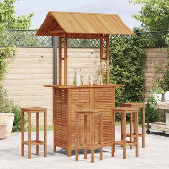 vidaXL Outdoor-Bartisch mit Dach 113x106x217 cm Akazie Massivholz vidaXL
