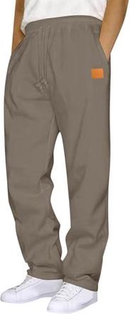 Generico Pantalon de surv&ecirc;tement ample pour homme, jambe large, taille &eacute;lastique, pantalon de sudation, pantalon de sport uni avec poches, kaki, XXL