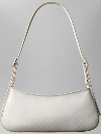 Calvin Klein Schultertasche CALVIN KLEIN EMBLEM AOP SMALL SHOULDER BAG, Damen, Gr. B/H/T: 27cm x 13cm x 5cm, creme, Lederimitat, Textil, bedruckt, Taschen Schulter