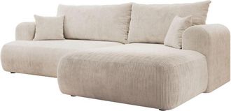 Selsey Selsey Ovo Cord - Ecksofa Schlaffunktion, Bettkasten, Cordstoff, rechts, Hellbeige