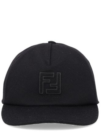 Fendi FXQ768_AYK2F0QA1 Wool-Cashmere Baseball Cap - Black