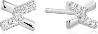 Ania Haie Damen Ohrstecker DUSK DIVAS Cross Cubic Zirconia Studs aus 925 Sterling Silber, besetzt mit 12 Zirkonia, Größe: 4,7 x 4,1 mm, inkl. Geschenkverpackung