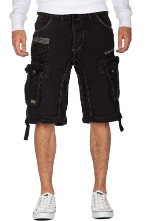 Geographical Norway Herren Cargo Short Sommer Bermuda Kurze Hose Shorts (Schwarz, XXX Large)