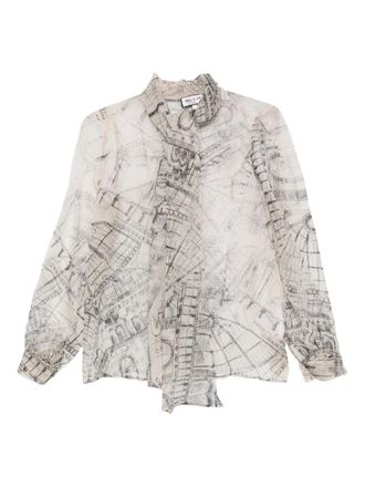 Paul & Joe blouse imprim&eacute;e &agrave; col nou&eacute; - Blanc