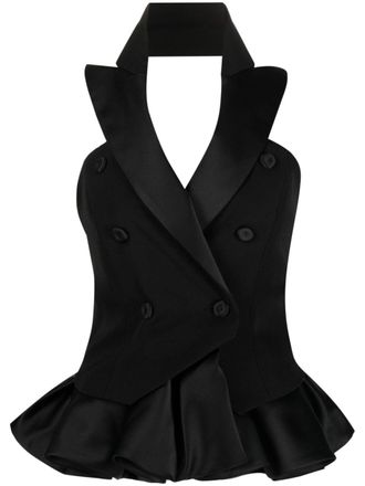 Moschino blazer crois&eacute; &agrave; design sans manches - Noir