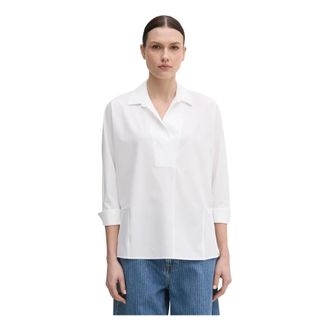 Joseph Ribkoff Chemise Boxy Col V en Popeline - Femme - Blouses et Chemises - Blanc - Taille: 36 FR