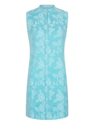 Shanghai Tang robe en jacquard &agrave; coupe courte - Bleu