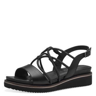 Tamaris Damen Plateau Sandalen Leder Sommer; BLACK/schwarz; 36 EU
