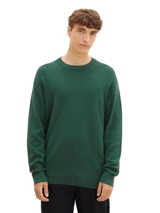 Tom Tailor Tom Tailor Denim Herren Basic Strick-Pullover mit Struktur, 10778 - Hunter Green, L
