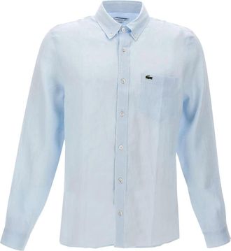 Lacoste Homme, Chemises, Bleu, Taille: M Chemise en lin coupe regular