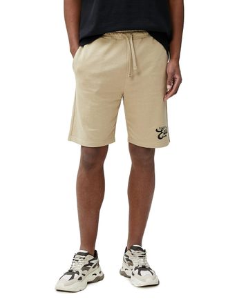 Koton Men Slogan Printed Shorts Drawstring Slim Fit Pocket Detailed