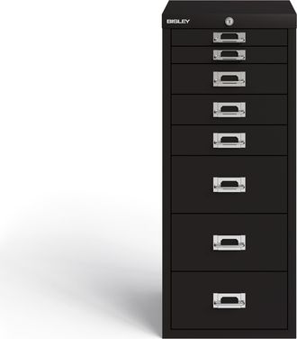 Bisley MultiDrawer, LA298, DIN A4, 8 Schubladen (2 + 3 + 3 Schubladen), 633 schwarz, Metall