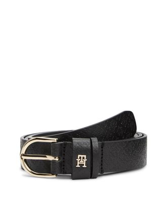 Tommy Hilfiger Lederg&uuml;rtel TOMMY HILFIGER EFFORTLESS 2.5 MONO, Damen, Gr. 11,5, schwarz, Web, Rindsleder, unifarben, G&uuml;rtel Lederg&uuml;rtel, Gr&ouml;&szlig;enverstellbar durch Schn