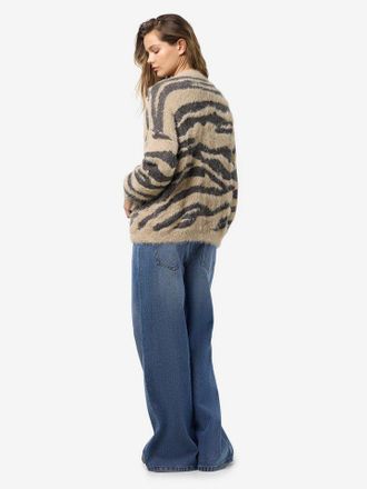 Noisy May Cardigan Weicher Griff und trendiger Print (1-tlg) NMFLYNN L/S V-NECK KNIT CARDIGAN NOOS