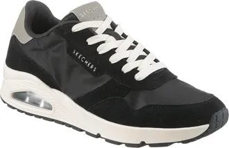 Skechers Sneaker SKECHERS UNO-VINTAGE DAYZ, Herren, Gr. 43, schwarz-wei&szlig; (schwarz, wei&szlig;), Leder, Schuhe Sneaker, Schn&uuml;rschuh, Halbschuh, Freizeitschuh mit Luft