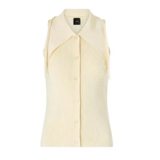 Pinko Pinko, Femme, Pulls, Beige, Taille: 36 FR Top boutonn&eacute;