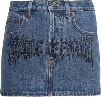 VETEMENTS minijupe en jean à broderies - Bleu