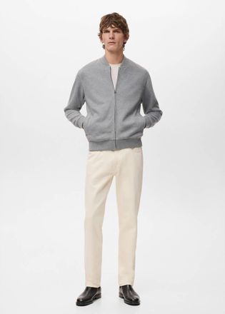 Mango Sweat style bomber &agrave; zip gris chin&eacute; clair - Homme - XXL - MANGO MAN