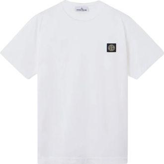 Stone Island Homme, Tops, Blanc, Taille: L Cotton T-Shirt