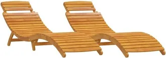 vidaXL Sonnenliege 2 pcs Braun 55 x 184 x 64cm Massivholz Akazie vidaXL