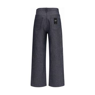 Fendi Mens Blue Linen Relaxed Fit Jeans Clothing